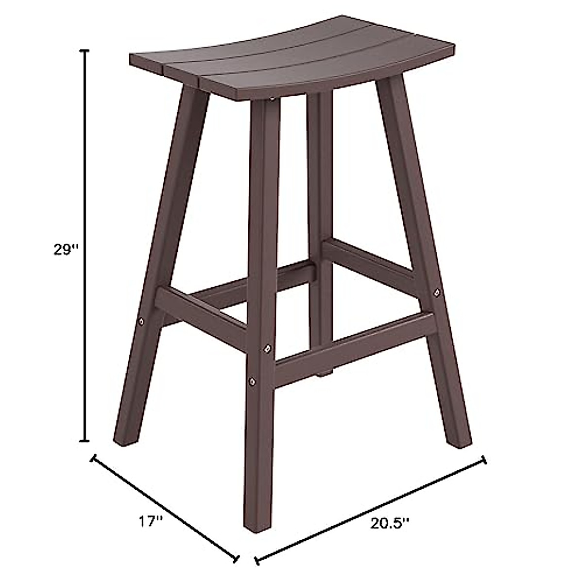 WO Home Furniture Patio Bar Stools Set of 2 PCS Outdoor Adirondack 29" in Saddle Stools for Porch, Backyard, BarBQ, Party, Events (Dark Brown)