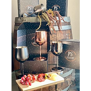 Precision Solutions Silver Stainless Steel Wine Glass with Gift Box (Set of 2) – Elegant, Fancy and Unbreakable Outdoor Wine Glasses - Shatterproof Metal Wine Glass for an Outdoor Events (18oz)