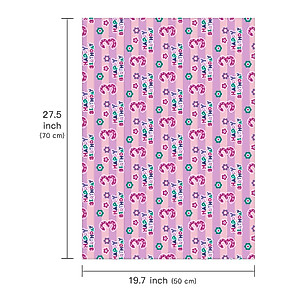 WRAPAHOLIC 3rd Birthday Wrapping Paper Sheet - 6 Sheets Pink Happy Birthday with Floral Design Folded Flat for Birthday, Party, Baby Showers - 19.7 Inch X 27.5 Inch Per Sheet