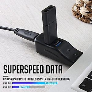 VCOM USB 3.0 Hub for Laptop, Portable 4-Port Data USB Splitter, Mini USB A Port Expander, 5Gbps Fast Data Transfe for Desktop Computer, Surface Pro, XPS, PC, Flash Drive, Mobile HDD, Keyboard, Mouse