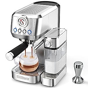 MAttinata Cappuccino Machine and Espresso Machine, 20 Bar Stainless Steel Latte Maker and Espresso Machine for Home with Automatic Milk Frothing System