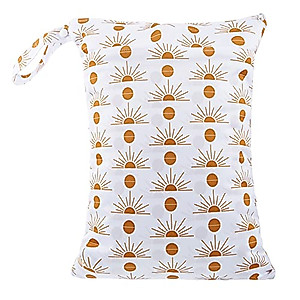 MOMIGO 3 pcs/set Wet Dry Bags for Baby Cloth Diapers - Reusable Washable for Stroller, Diapers, Travel Bags, Gym Bag 11.8 * 15.7 inch (Sun)
