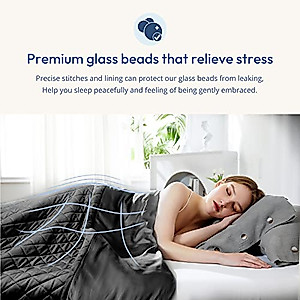 Aimon Weighted Blanket, Oeko-Tex Certified Cotton Material and Bamboo Cooling Weighted Blanket, 2 in 1 with Removable Cover, Dark Grey(60''*80'', 20Lb)