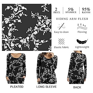 POPYOUNG Women's pyjamas set, Fall Winter lounge sets for women 2 piece Sleepwear Long Sleeve With Pockets Ladies Pjs Set L, White FL Carvings