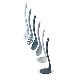 Joseph Joseph 10526 Nest Utensils Compact Stacking Kitchen Tool Set with Magnetic Storage Stand Nylon, 5-piece, Editions- Sky,Blue