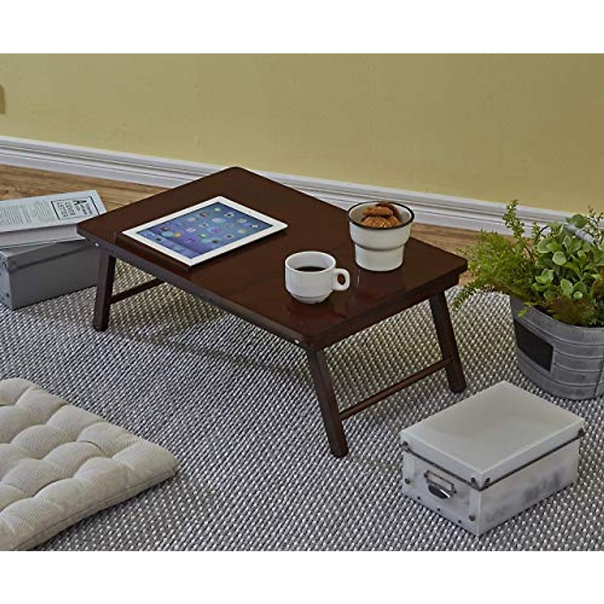Amazon Basics Portable Lap Desk with Adjustable Lift Top for Laptops and Reading - Espresso Finish