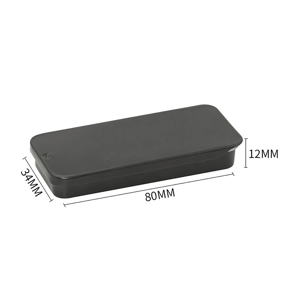 Mini Iron Box Tinplate Push Case Metal Rectangular Mini Tin Box Candy Cases Bins Jar Hinged Containers Small Organizer Box(80x34x10mm,Black)
