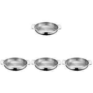 BESTonZON Fry Steel Bowls of 4 Paella Pan 16cm Stainless Steel Paella Pan Paella Dish Pan Seafood Pan Flat Bottom Stainless