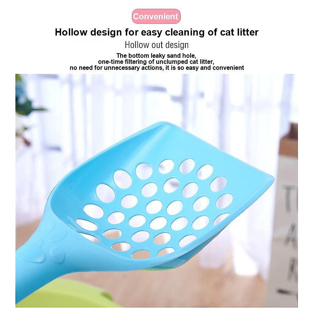 FRESO Pet Waste Scoop, Litter Scoop with Holder, Cat Stuff Poop Scooper, Cat Poop Shovel Solid Resin with Hook, Cat Cleaning Tool Hole Design, Pet Waste Management Ergonomics for Kittens Cats Dogs