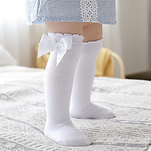 DRESHOW BQUBO Baby Knee High Sock Toddler Girl Dress Socks Baby Knit Stocking Cotton Infant Girls Socks