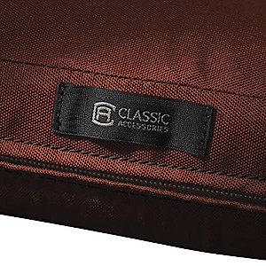 Classic Accessories Ravenna Water-Resistant 21 x 19 x 5 Inch Outdoor Seat Cushion, Durable Patio Furniture Cushion with Straps,Spice, Patio Loveseat Cushion