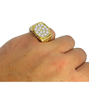 Classy Nugget Design 14k Gold Tone AAA Cz Hip Hop Pinky Ring (9)