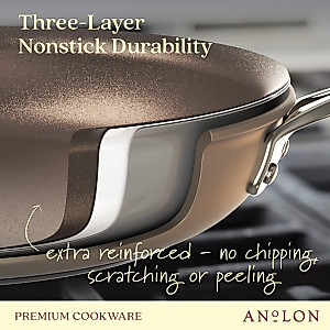 Anolon Ascend Hard Anodized Nonstick Frying Pan/Skillet - Good for All Stovetops (Gas, Glass Top, Electric & Induction), Dishwasher & Oven Safe with Stainless Steel Handle, 12 Inch - Bronze