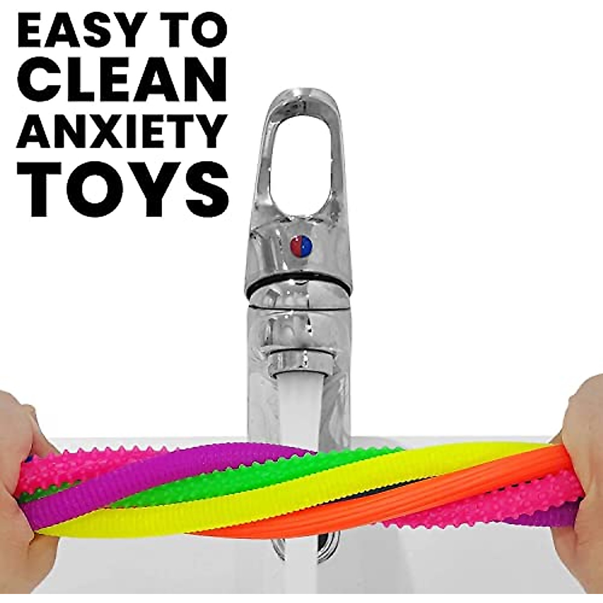 BUNMO Stretchy Sensory Toys Super Bundle - 6 Original Stretchy Strings & 6 Textured Fidget Toys (12 Strings)