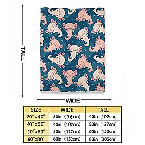 Fleece Blanket Axolotl Throw Blanket - Super Soft Cozy Lightweight Blanket for Couch, Sofa, Bed, Camping, Travel - Microfiber Blanket Gift