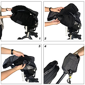 Funlife Warm Winter Hand Muff for Stroller,Waterproof Anti-Freeze Fingerless Glvoes for NYC Winter,Black