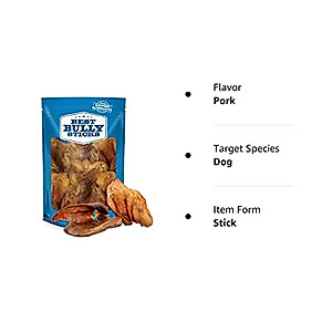 Best Bully Sticks All Natural USA Baked & Packed Pig Ears for Dogs - Single Ingredient Highly Digestible 100% Pork Dog Chew Treats - Great for Puppies, Small, Medium, and Large Dogs - 12 Pack