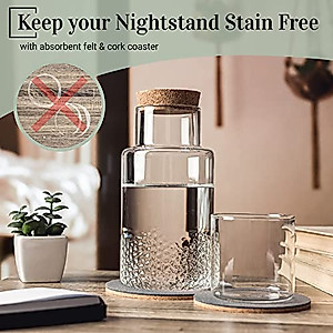BDECOR Bedside Water Carafe Set, 25oz Bedside Carafe, Water Carafe with Cup, Lid and Coaster, Bedside Carafe and Glass Set