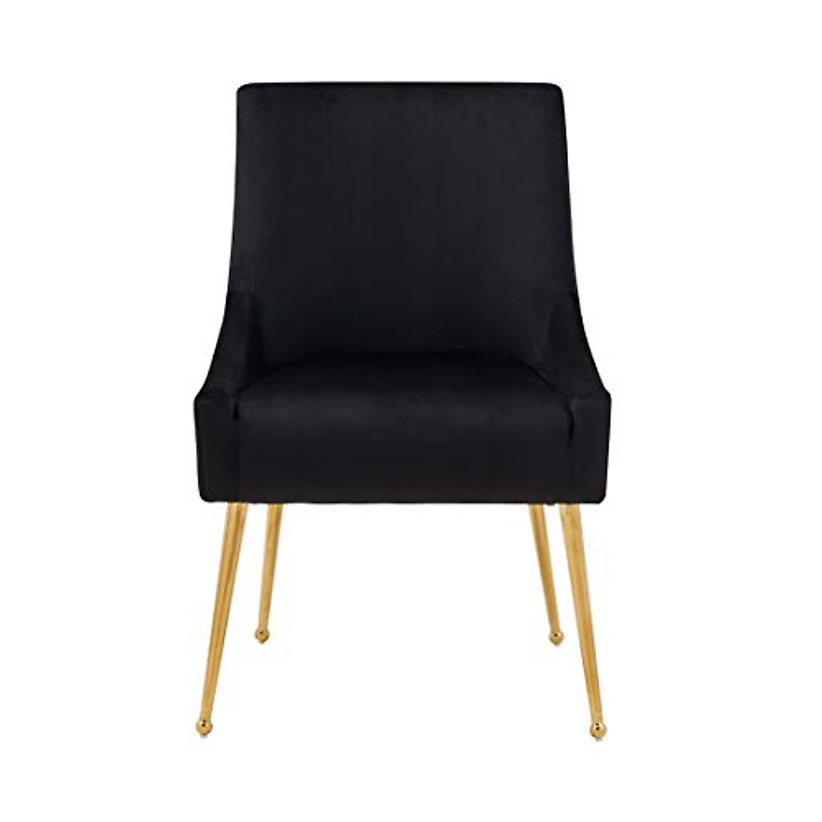Limari Home Lombardo Collection Modern Style Velvet Upholstered Dining Chair with Back Handle (Set of 2), Black, Gold