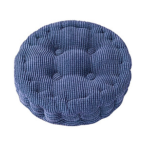 KingQin Tufted Chair Pads 16”x16”x 3.15” Round Chair Cushion Corduroy Floor Seat Pillow for Dining Chairs Kitchen Home Office Floor Carpet, Blue