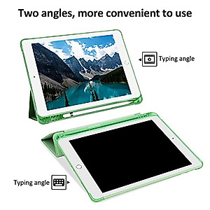 FixCracked 9.7 inch case for ipad 5th/ipad 6th（2017 and 2018 Model）, with Pencil Holder, Ultra-Thin Built-in Silicone TPU Soft Shell Protective Cover, with Smart Wake/Sleep Function (Dark Green)…