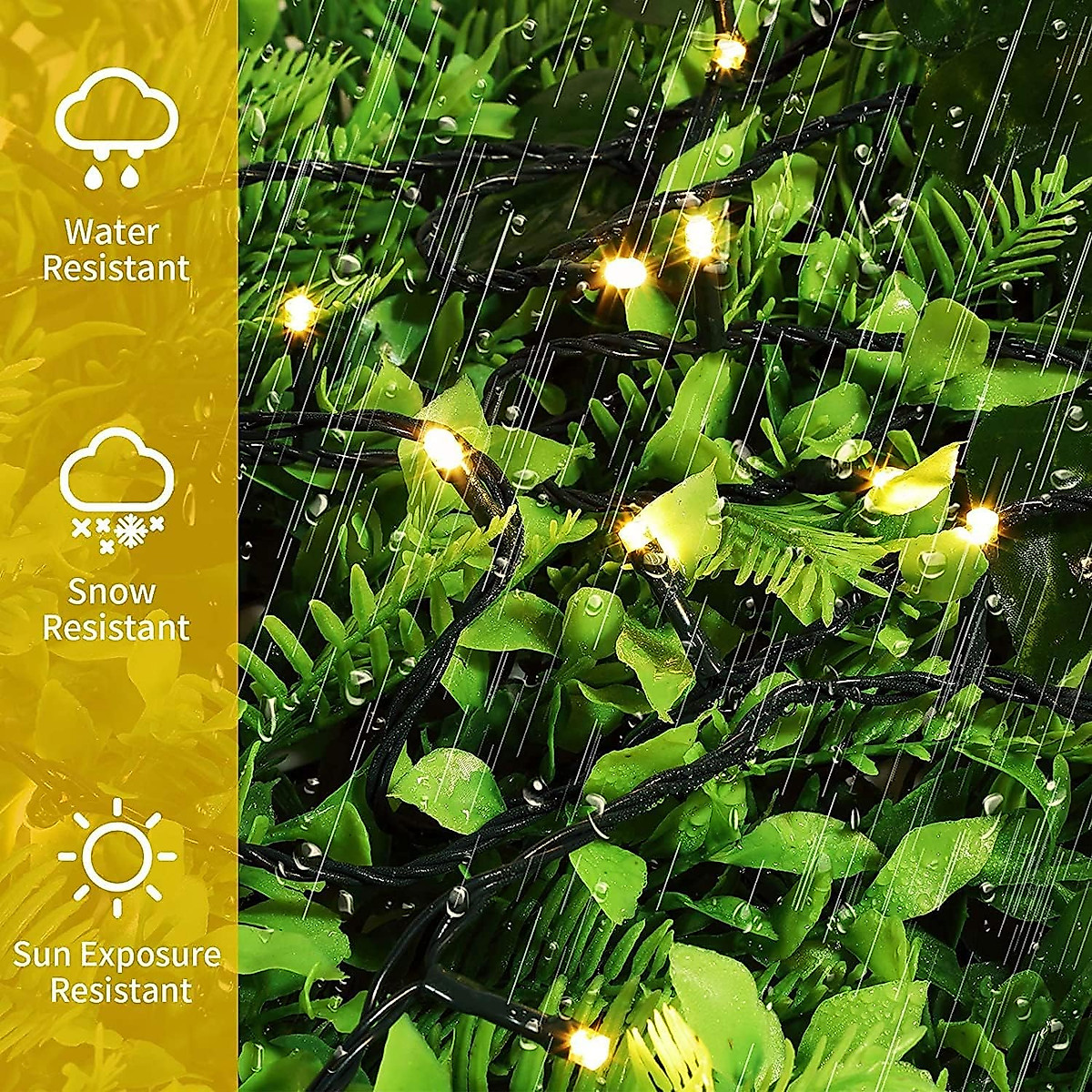 QUWIN Led Outdoor Christmas String Lights, 500 LED UL Certified 8 Lighting Modes, Indoor & Outside Waterproof Fairy Light for Christmas Tree, Patio, Holidays, Party (180 Ft Warm White)