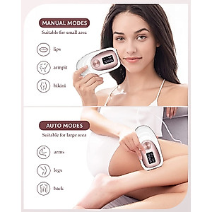 Laser Hair Removal With Cooling System, at-Home Permanent for Women and Men, IPL Painless Device on Armpits Back Legs Arms Face Bikini Line