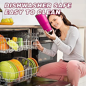 Opreine 32oz Insulated Tumbler with Straw and Handle, Double Wall Vacuum Stainless Steel Tumbler Coffee Mug Cup, Fit for Car Holder, Sweat Proof, Leak Proof, Dishwasher Safe, Hot Pink