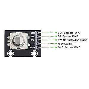 WayinTop 5pcs 360 Degree Rotary Encoder Module KY-040 Brick Sensor Development Board with Push Button for Arduino