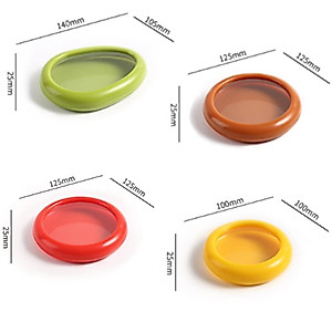 OUKEYI Fruit and Vegetable Storage Containers Reusable SiliconeRefrigerator Box Storage Bowls Saver Holder Keeper foronion, Tomato, Lemon, and avocado ，Refrigerator Vegetable Crisper 4Pieces