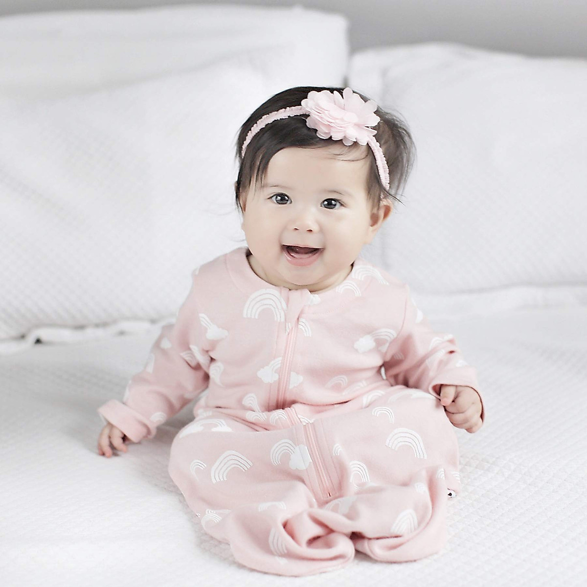 Babysoy Long Sleeve Baby Girl Sleep Sack - Infant Wearable Blanket, Sleeping Bag for Babies, Breathable Baby Sleeper - Newborn Baby Essentials - Cotton Blend - 12-24 Months - Peony