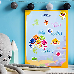 Creative Kids Baby Shark Stamp Set 36 Piece Wooden Stamps Set Includes Ink Pads, Stickers, Markers, Picture Frames - Montessori Wood Stamp Birthday Gift Set for Girls & Boys Toddlers Ages 3+