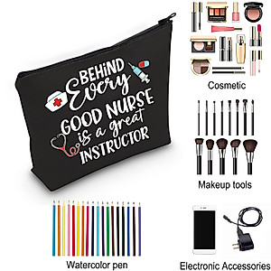 ZJXHPO Nurse Educator Survival Kit Behind Every Good Nurse Is A Great Instructor Makeup Bag With Zipper Nurse Teacher Appreciation Gift (BL Nurse Instructor)