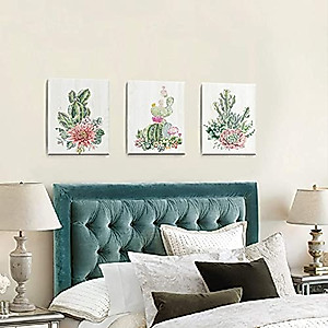 Framed Canvas Wall Art Succulents Cactus Picture Print Paintings Bathroom Wall Decor Living Room Bedroom Kitchen Wall Decorations Artwork Modern Home 3 Piece Plant Wall Decor Size 12x16 inch 3 Panel