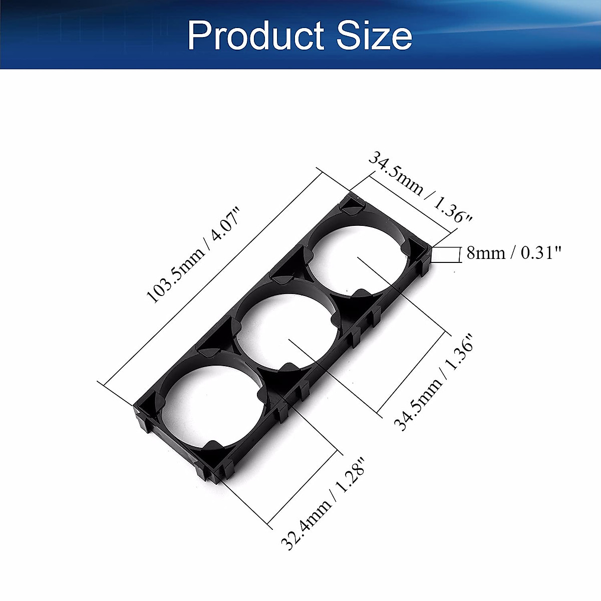 Heyiarbeit 15pcs Battery Holder Bracket 32650 Cell Safety Shockproof Plastic Battery Pack Triple Holder Bracket Cylindrical Cell Spacer Protection Board for DIY Fixed Battery