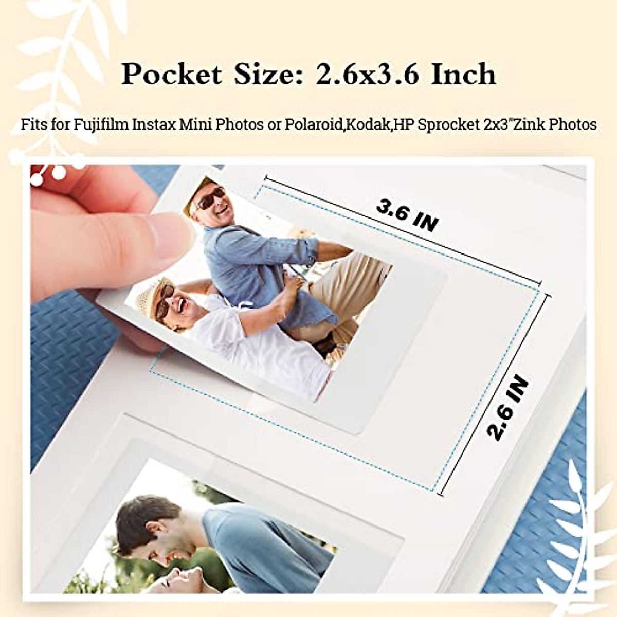 Photo Album with Writing Space for Fujifilm Instax Mini Camera, Polaroid Camera, 64 Pockets Instax Photo Album Polaroid Photo Albums Book for Fujifilm Instax Mini 11 9 8 40 Evo Instant Camera, White