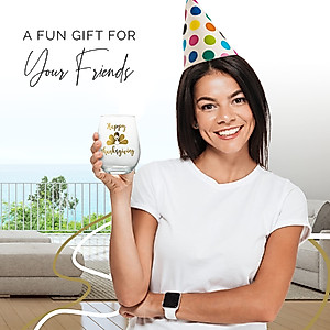 Happy Thanksgiving Stemless Wine Glass, 22oz Friendsgiving Wine Glasses, Thanksgiving Wine Glass - Perfect Friendsgiving Gift, Turkey Wine Glass, Fall Wine Glass (Happy Thanksgiving)