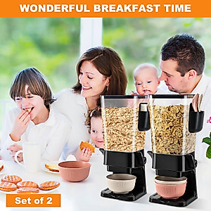 Osacoe Cereal Dispenser Countertop Black 2 Pack with Bowls Spoons Cutlery Box,5.5 QT Dry Food Dispenser Snack Organizer Containers Storage for Pantry Kitchen Organization Oatmeal Nut Granola Candy