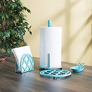 Home Basics Lattice Collection Cast Iron Spoon Rest (Turquoise)