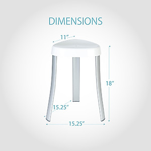 Better Living Products 70060 SPA Seat Shower Stool with Rust Proof Aluminum Legs, White,15.25" x 15.25" x 18"