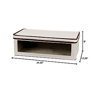 Household Essentials 514 Vision Storage Box - Natural Canvas with Brown Trim - Large