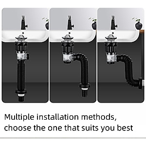 Wuyue Hua Bathroom Sink Drain Kit with Flexible Expandable P-Trap Sink Drain Pipe Tube Anti-Odor Bathroom Sink Drain Pipe for 1-1/4",1-1/2" and 2'' Drain Hole (Bounce Style)