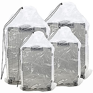 Dust Cover Big Plastic Drawstring Bags Multi-Purpose for Storage and Keeping Luggage, Suitcase Good for Household Organizing Reusable Set of 4