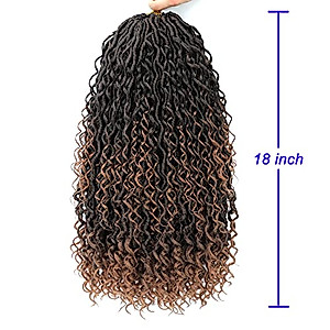 6 Packs Curly Goddess Faux Locs Crochet Hair for Black Women, 18 Inch Goddess Locs Crochet Hair Hippie Locs Synthetic Braids, Boho Style Hair Extensions (18 Inch, 6 Packs, T1B/30)