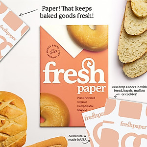 THE FRESHGLOW CO FRESHPAPER, Food Saver Sheets for Bread, Keep Baked Goods Fresh, Perfect for Bagels, Muffins, Fresh Bread, Cookie Storage, Healthy Meal Prep, BPA Free, Made in USA - 1 (8 Sheet) Pack