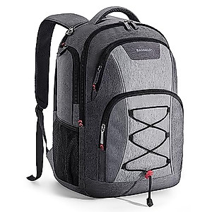 BAGSMART Travel Laptop Backpack, 15.6 inch Anti Theft Laptop Backpack With USB Charger Hole, Water Resistant Grey College bookbag for Women Men, Casual Daily Backpack for travel, Grey