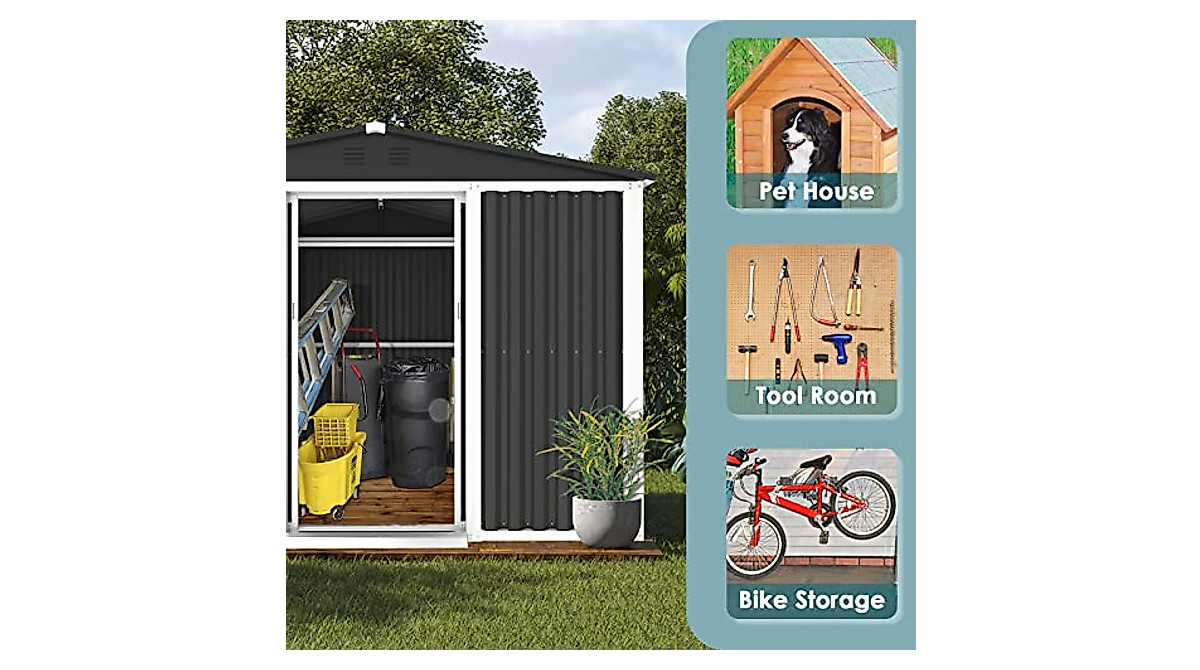 Betterland 6X8 FT Steel Outdoor Storage Shed