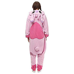 TSMY GLADCOS Snug Fit Unisex Adult Onesie Pajamas Cosplay Animal One Piece Halloween Costume Sleepwear Homewear X-Large Pink