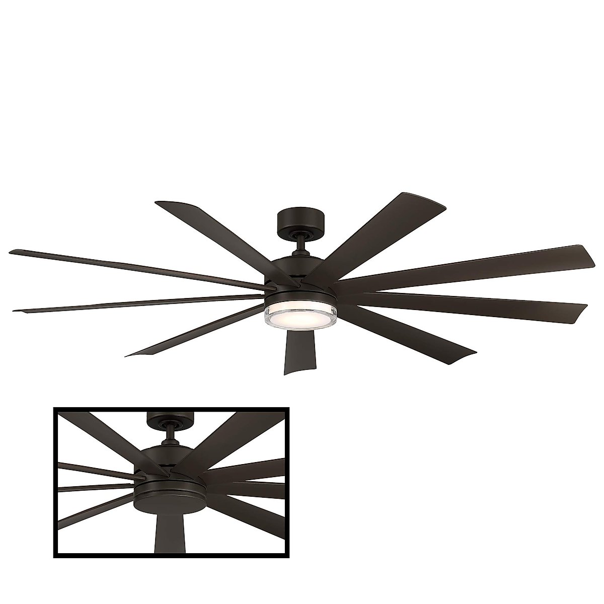 Wynd XL Smart Indoor and Outdoor 9-Blade Ceiling Fan 72in Bronze with 3000K LED Light Kit and Remote Control works with Alexa, Google Assistant, Samsung Things, and iOS or Android App