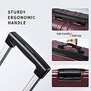 Merax Luggage Sets Red Expandable with TSA Lock Hard Shell Luggage Sets Lightweight Spinner Travel Suitcase (Mahogany)